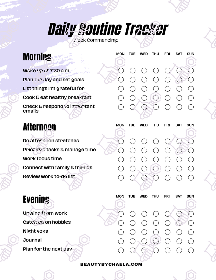 Daily Routine Tracker Printable Worksheet – B BY C TRAINING ACADEMY